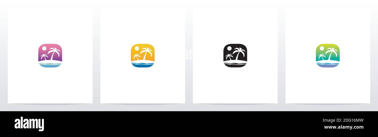 Tropical Island On Letter Logo Design O Stock Vector Image & Art - Alamy