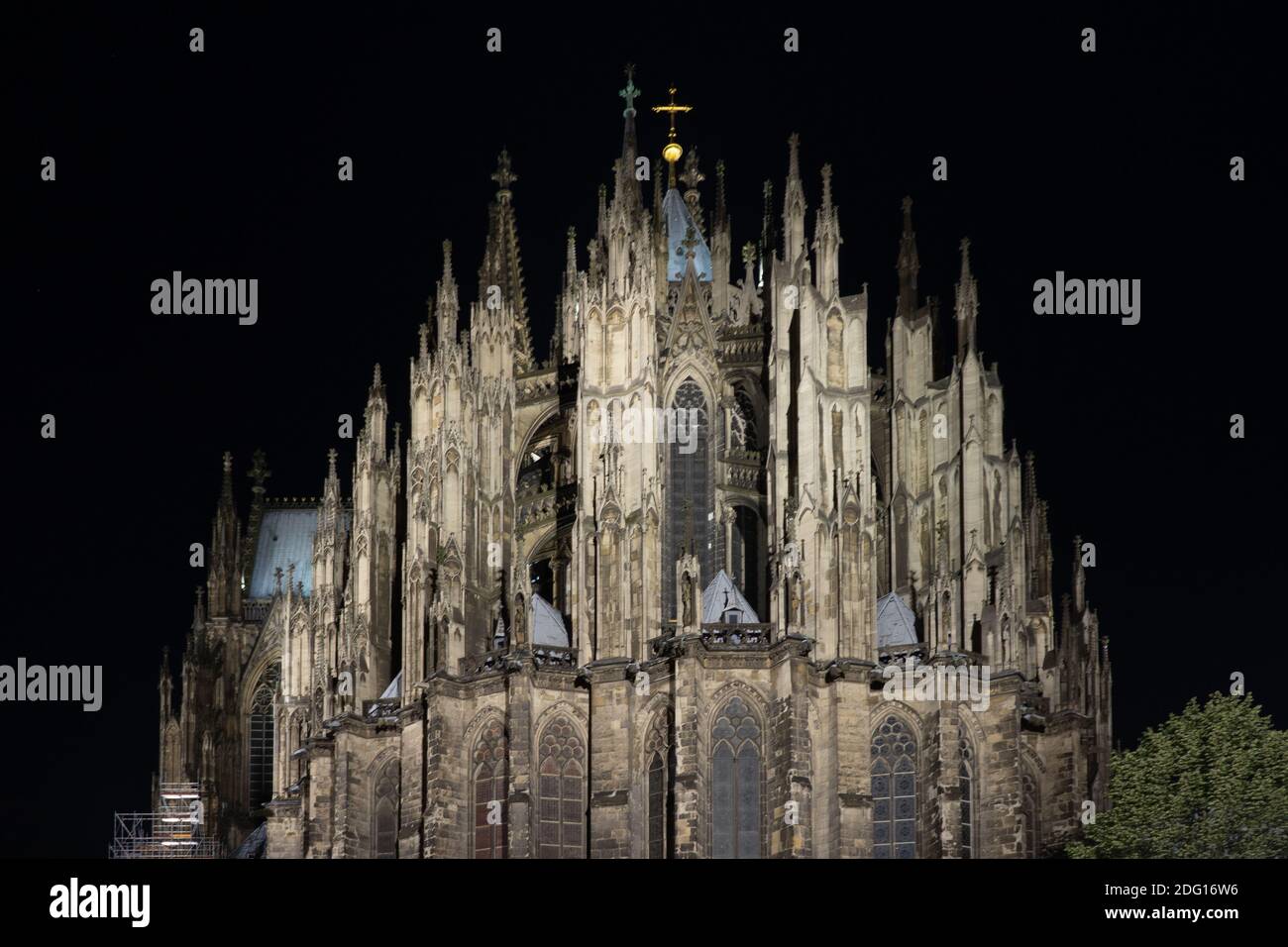 A historical ancient Cologne Cathedral exterior walls in Germany at ...