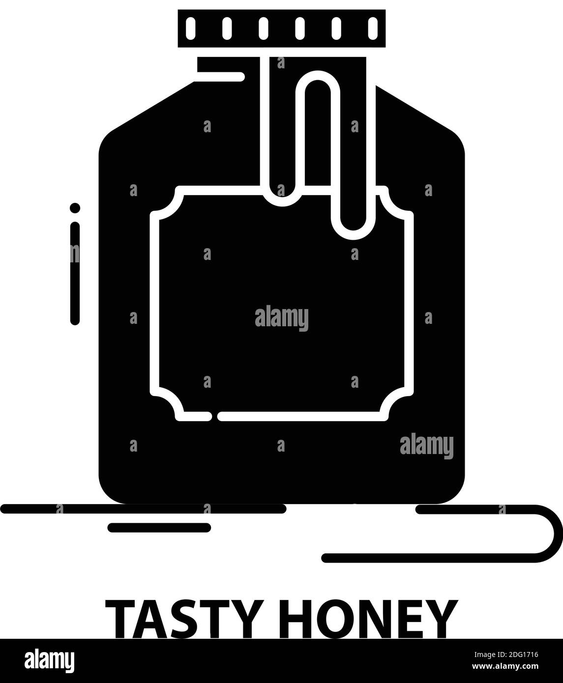 tasty honey icon, black vector sign with editable strokes, concept ...