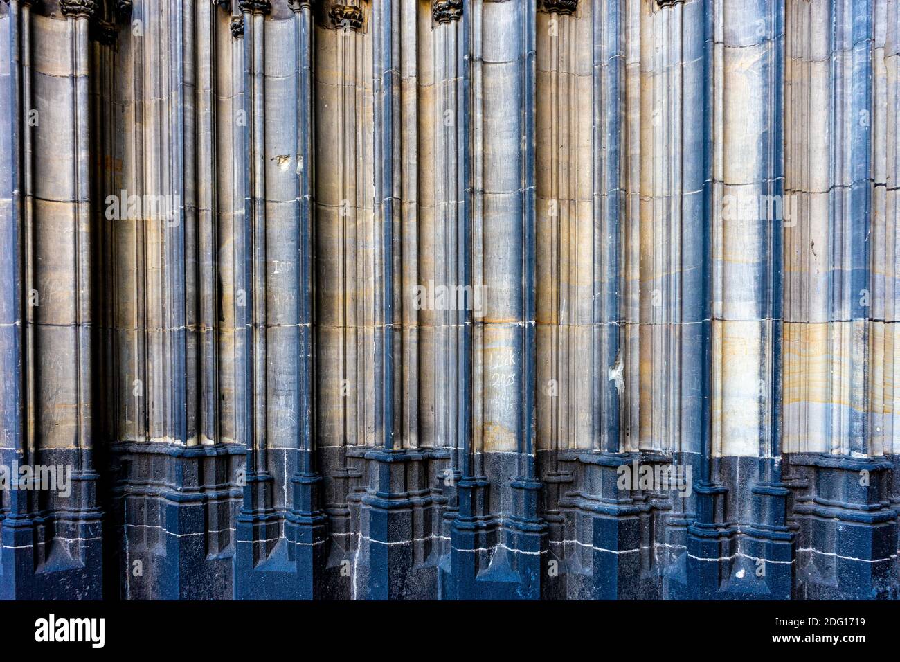 A historical ancient Cologne Cathedral exterior wall details in Germany ...