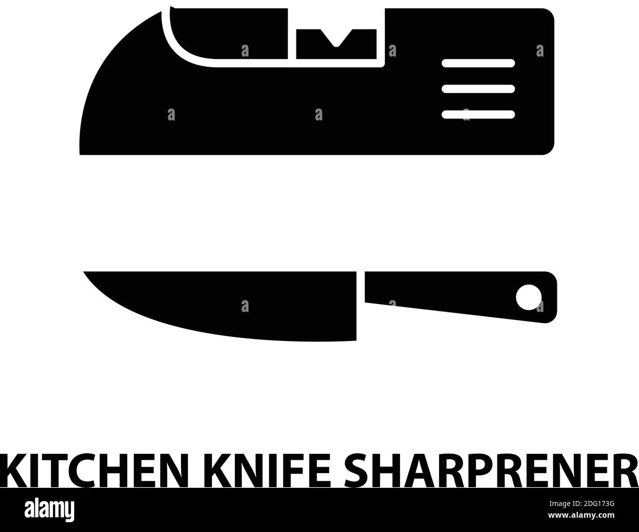 kitchen knife sharprener icon, black vector sign with editable strokes ...