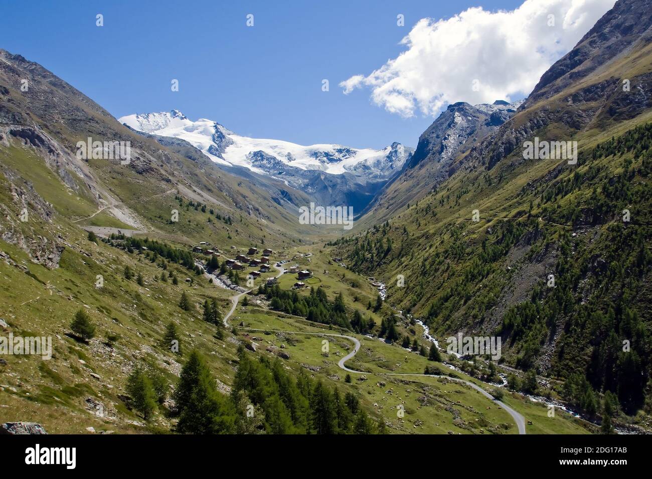 The beautiful Taesch valley in th swiss alps Stock Photo - Alamy