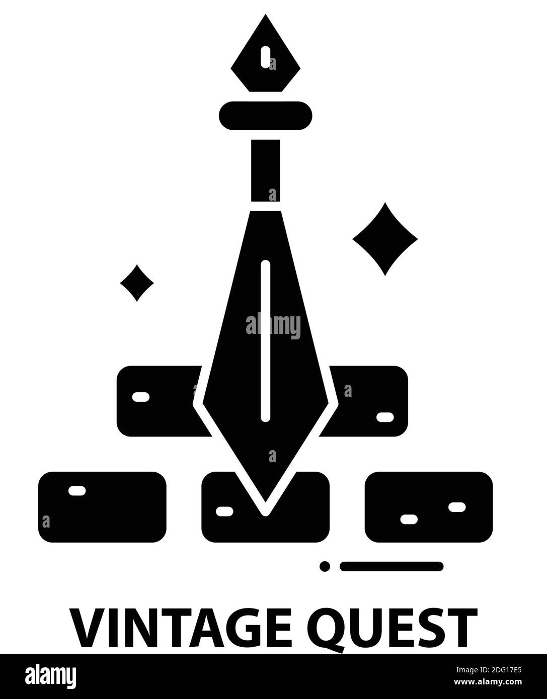 vintage quest icon, black vector sign with editable strokes, concept ...