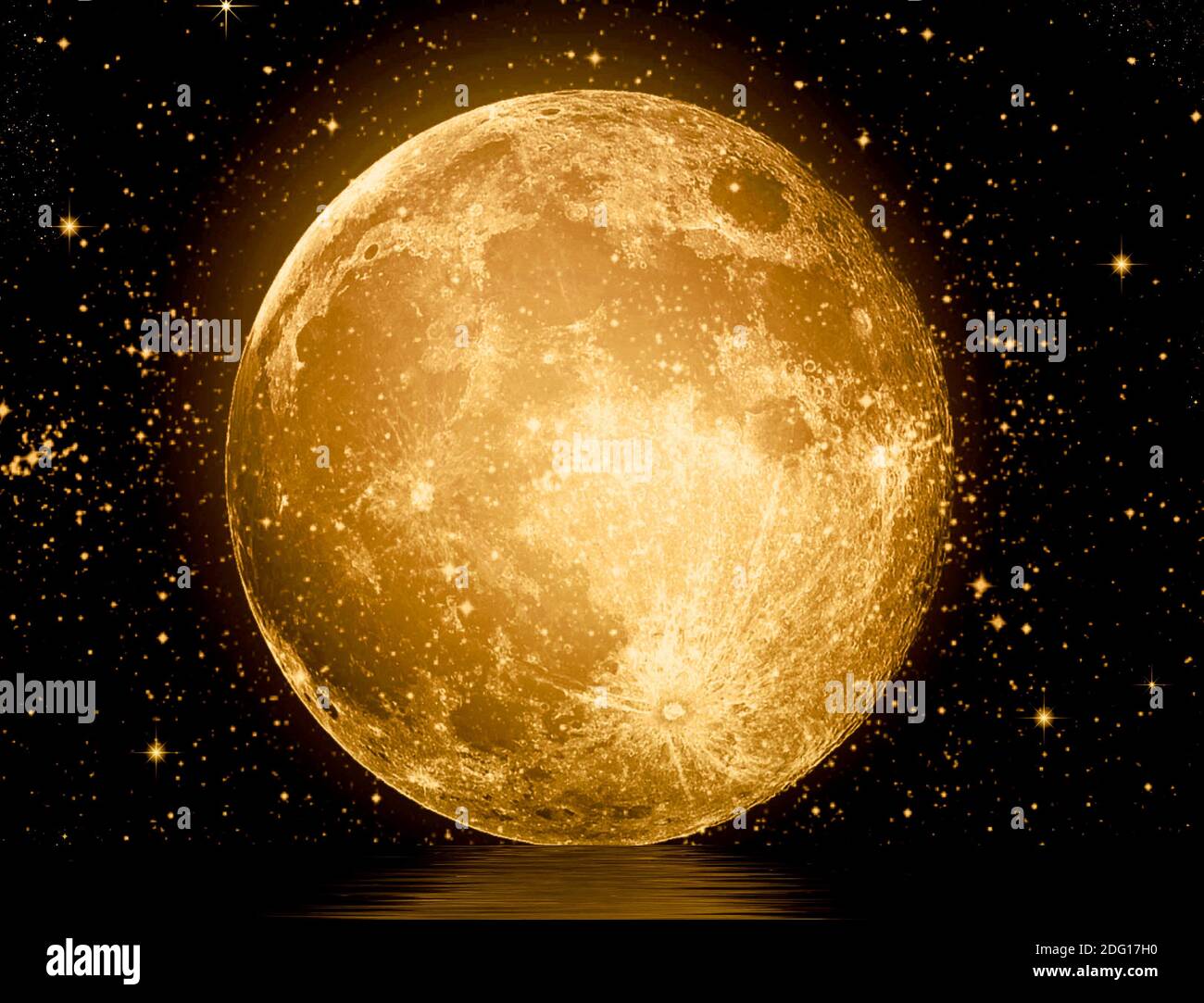 Full moon reflected in water Stock Photo - Alamy