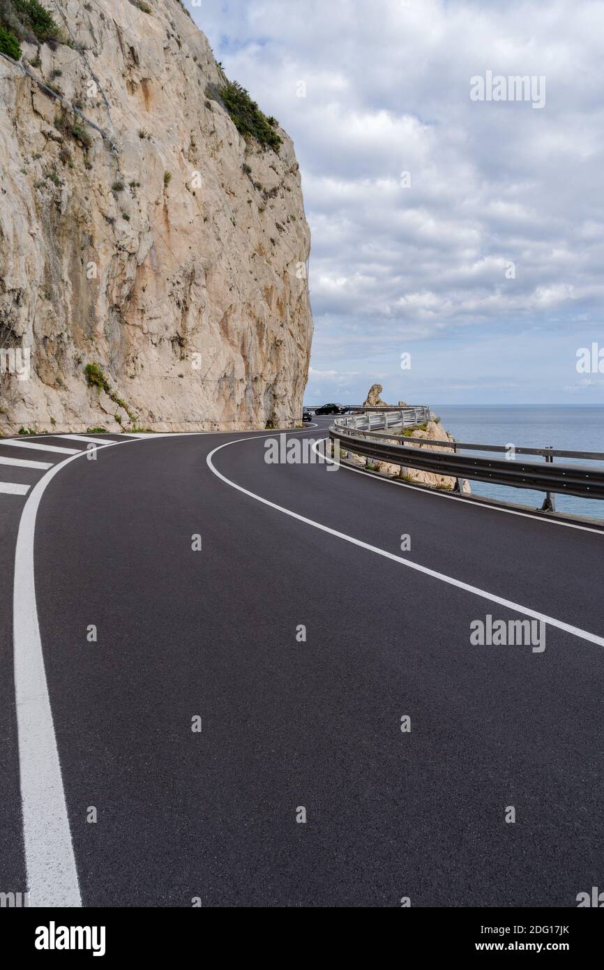 The stunning high altitude cliffside road along the coastline of ...