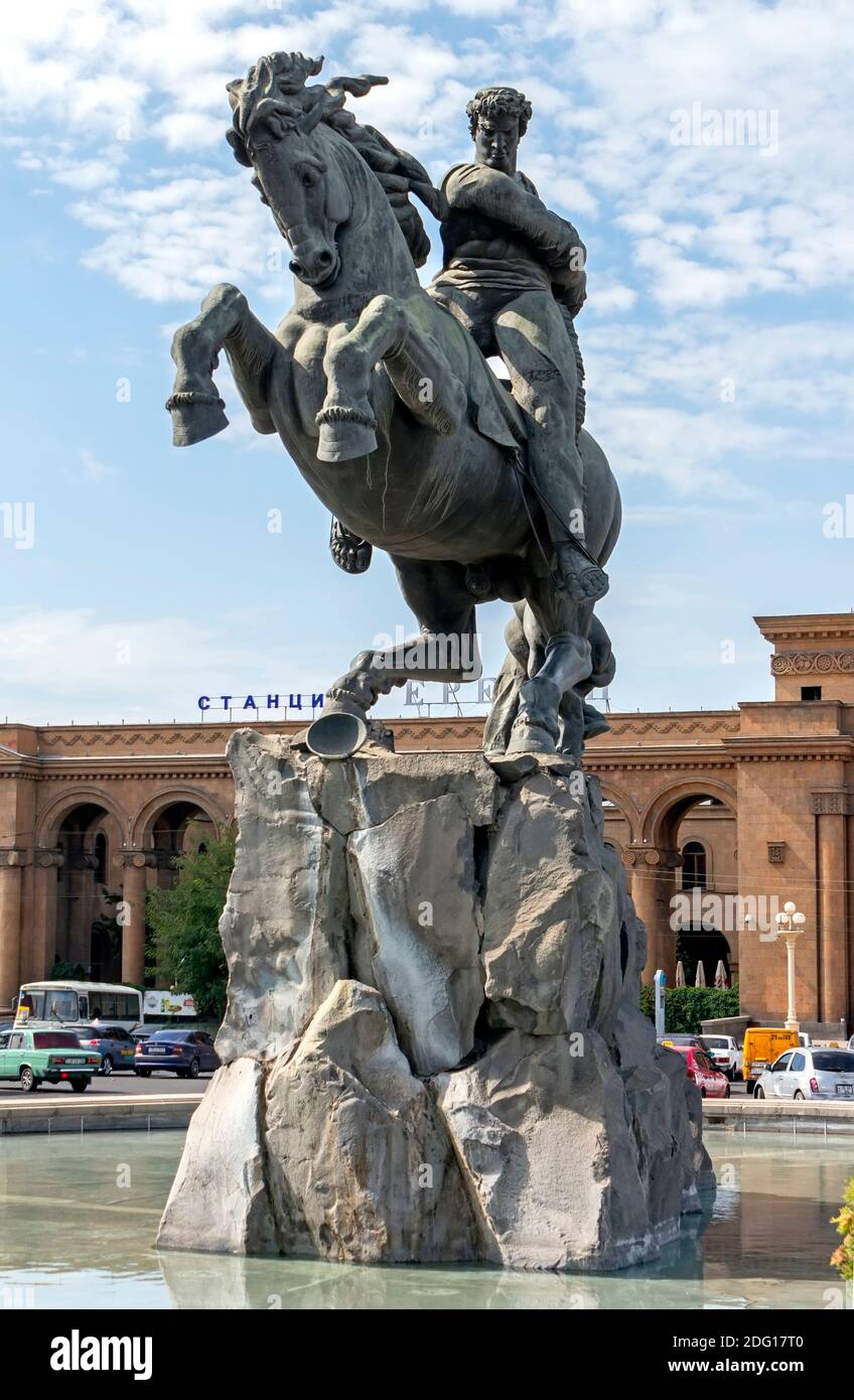 YEREVAN, ARMENIA - SEPTEMBER 29,2017:The Statue Sasuntsi Davit (David ...