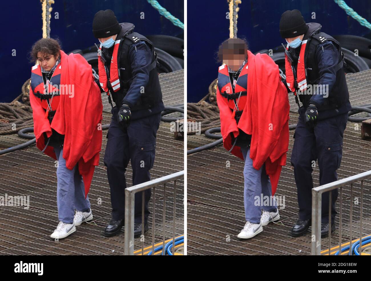 Note to eds: The picture on the right has been pixelated as the PA ...