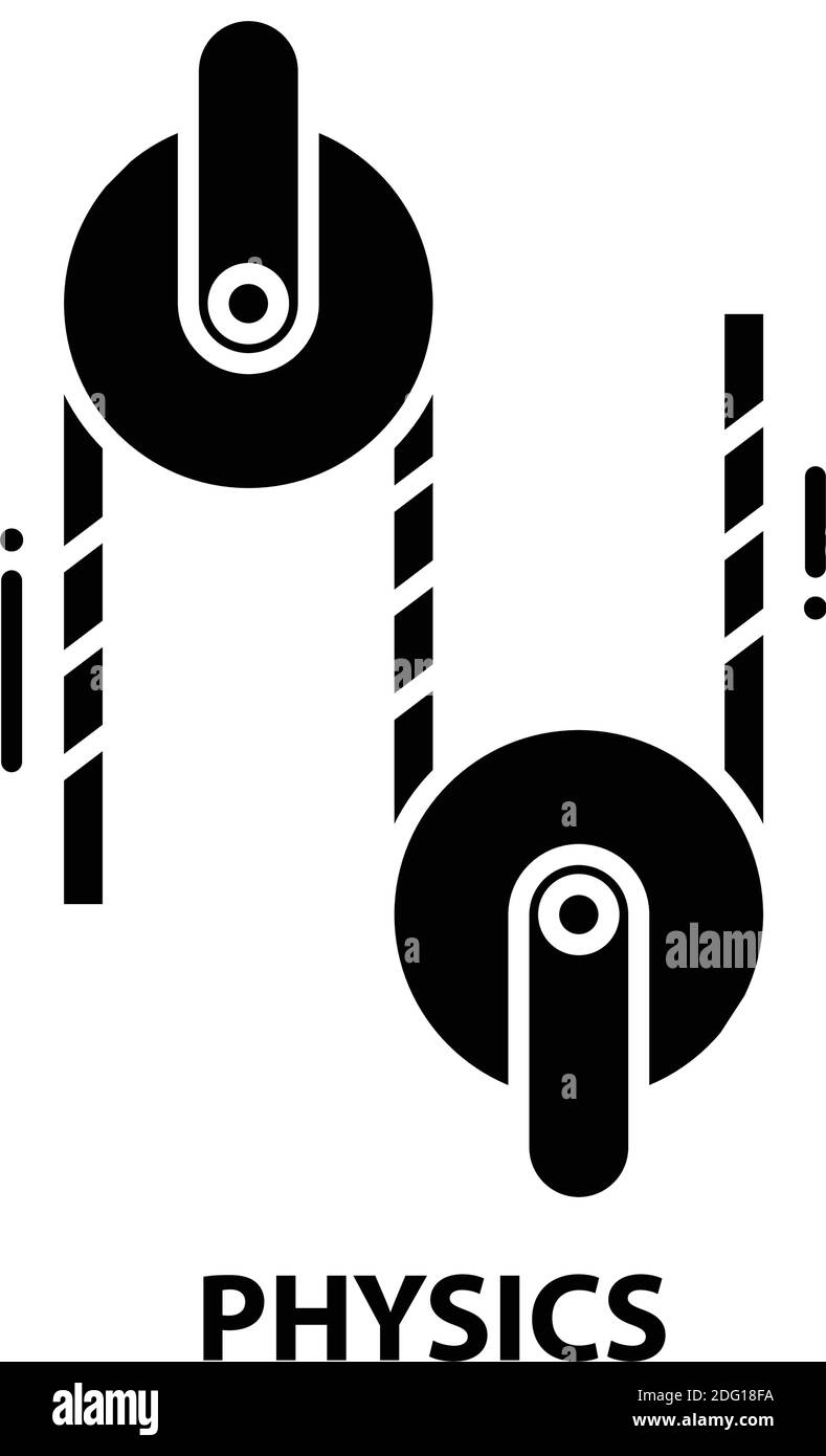 physics icon, black vector sign with editable strokes, concept ...