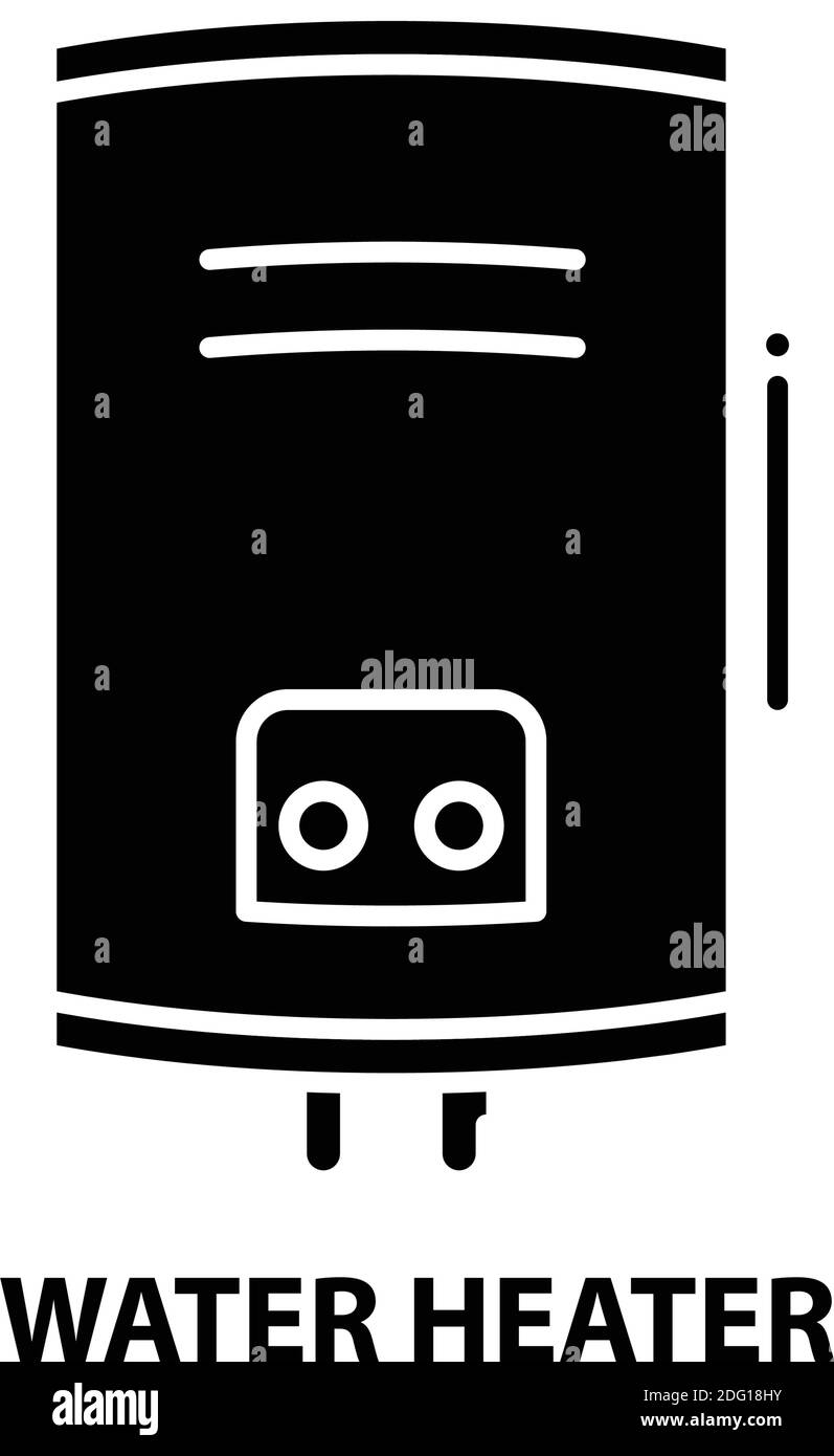 water heater icon, black vector sign with editable strokes, concept ...