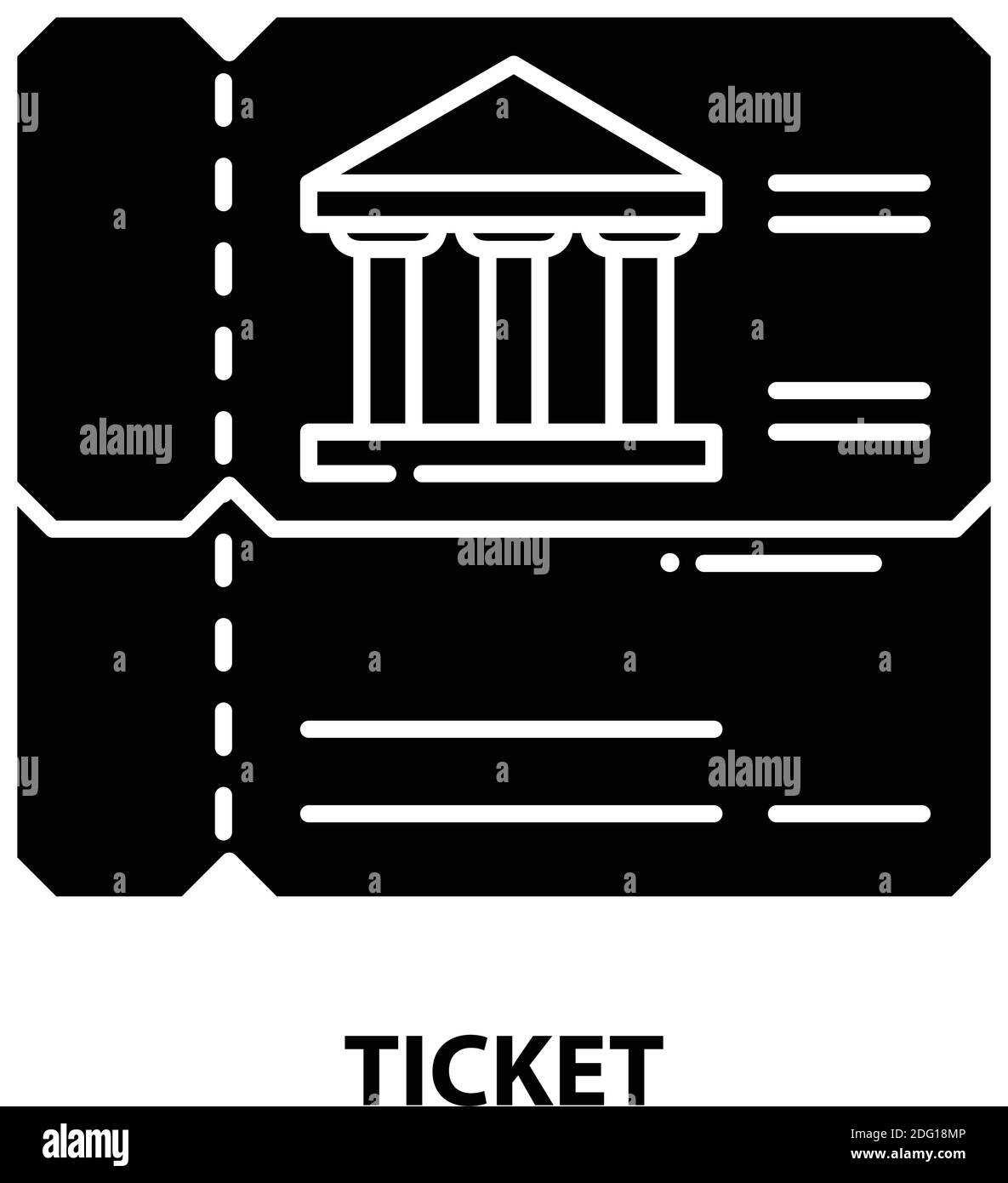 ticket sign icon, black vector sign with editable strokes, concept ...
