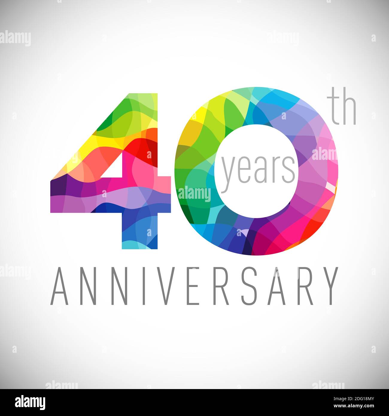 40th anniversary numbers. 40 years old logotype. Bright congrats ...