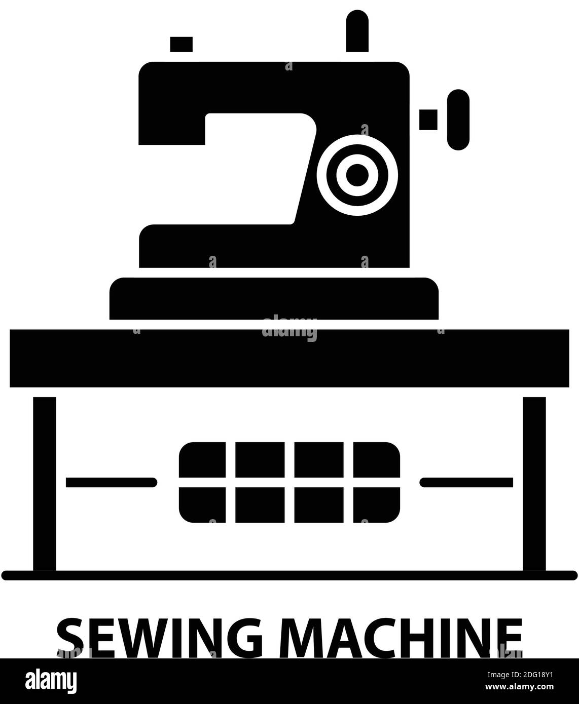 sewing machine icon, black vector sign with editable strokes, concept ...