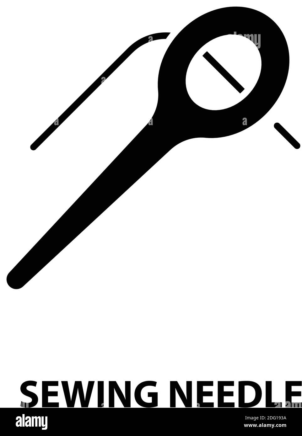 sewing needle icon, black vector sign with editable strokes, concept ...