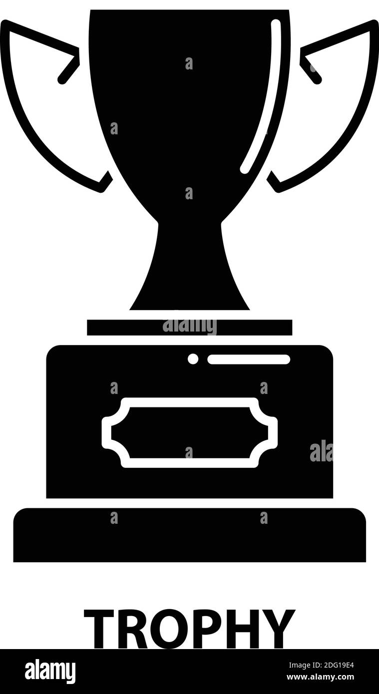 trophy icon, black vector sign with editable strokes, concept ...