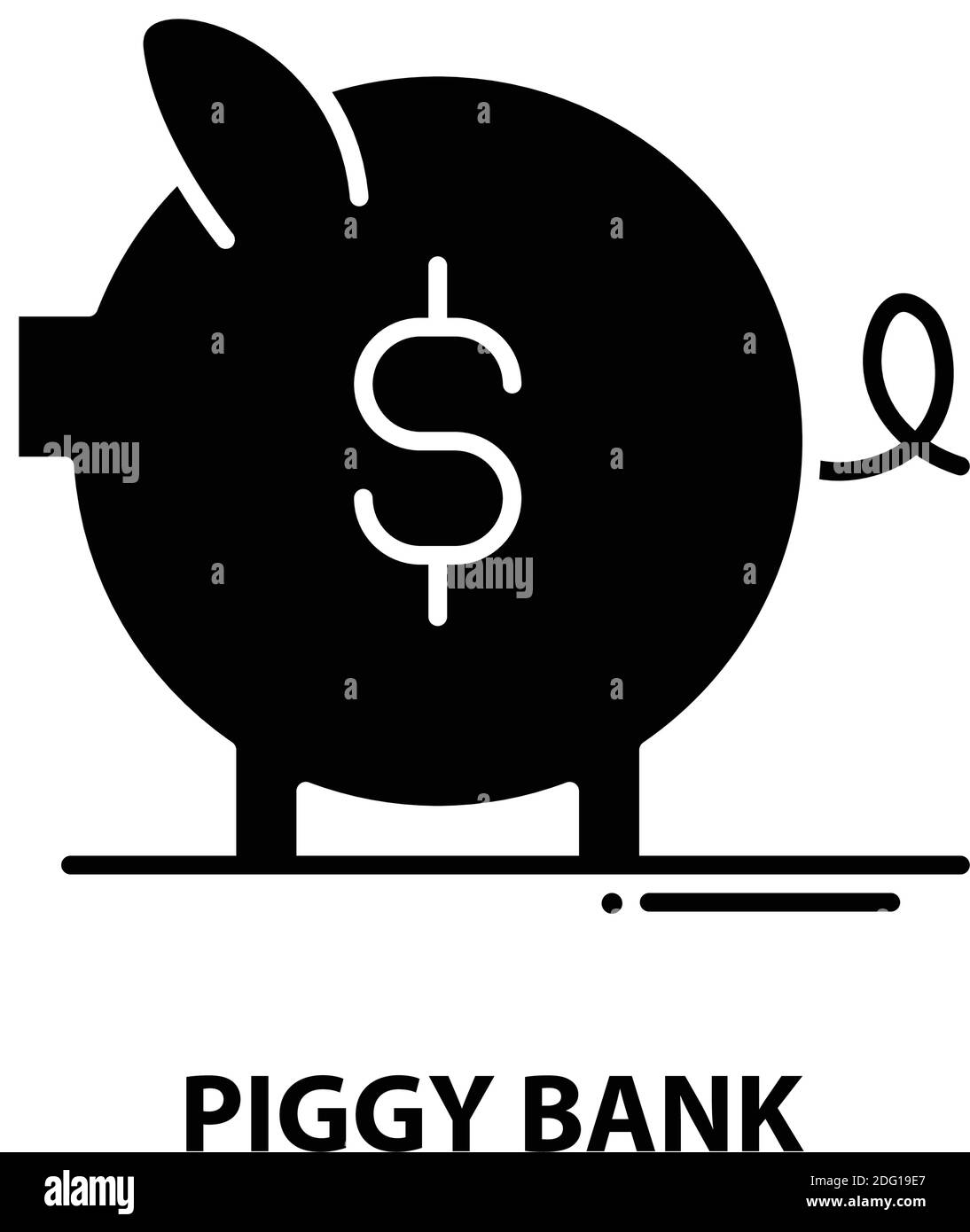 piggy bank symbol icon, black vector sign with editable strokes ...