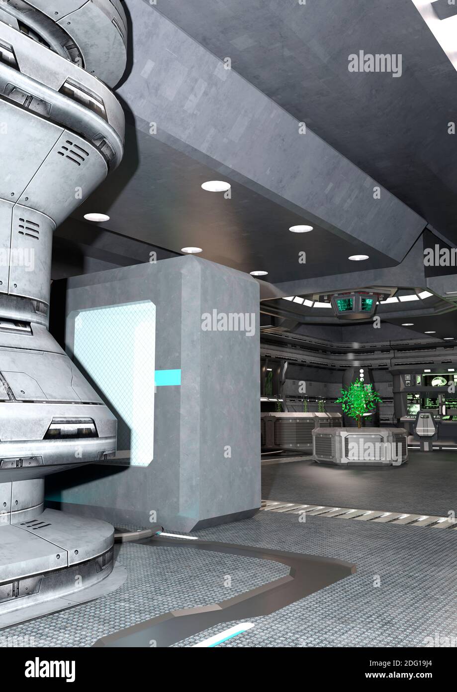 3D rendering of a science fiction botanical space laboratory Stock Photo - Alamy