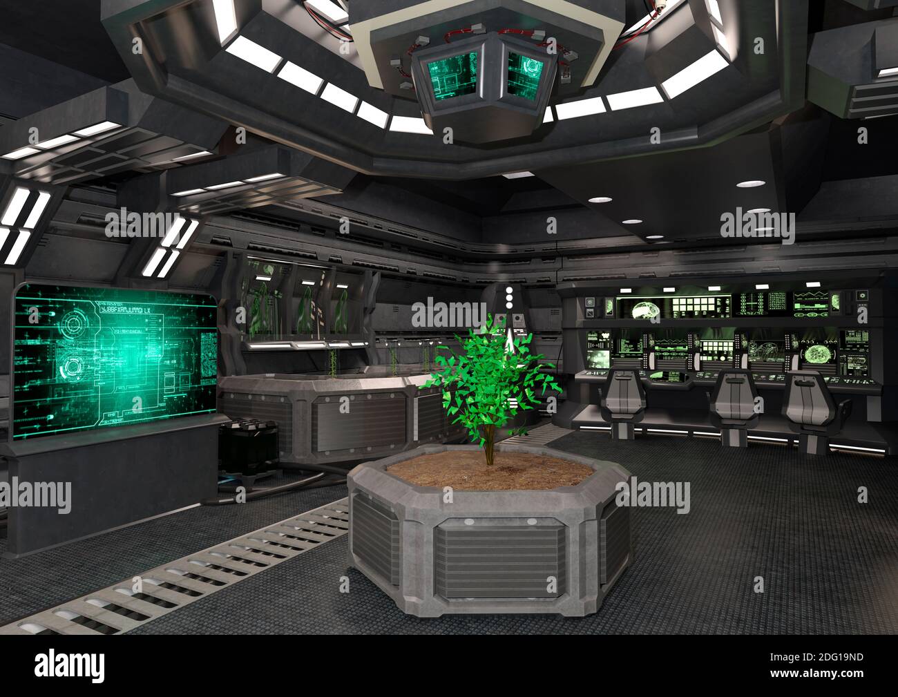 3D rendering of a science fiction botanical space laboratory Stock ...