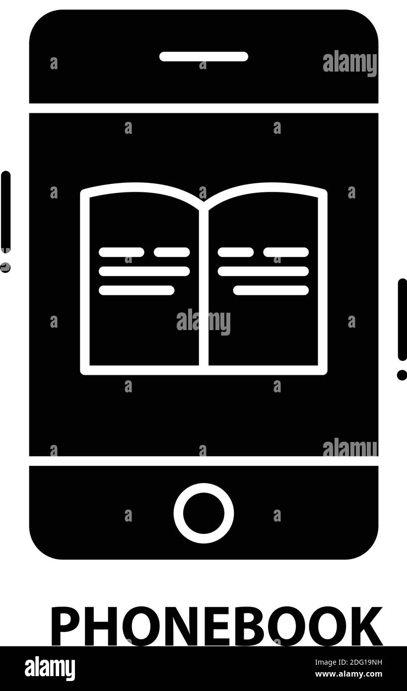 phonebook symbol icon, black vector sign with editable strokes, concept ...