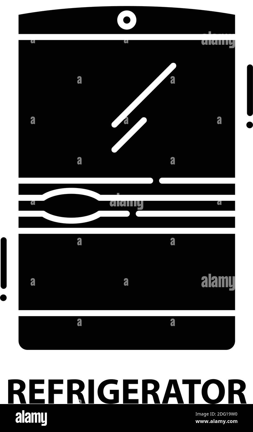 refrigerator icon, black vector sign with editable strokes, concept ...