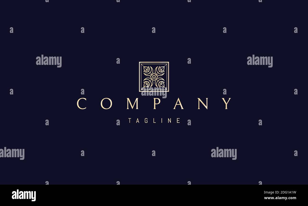 Vector golden logo on which an abstract image of a floral pattern with ...