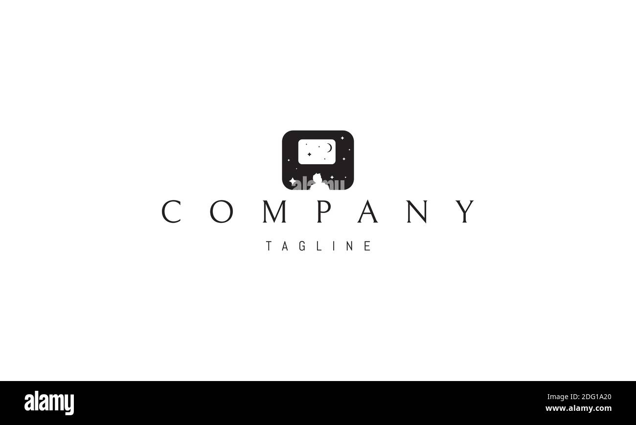 Vector logo on which an abstract image of a child watching TV in which ...