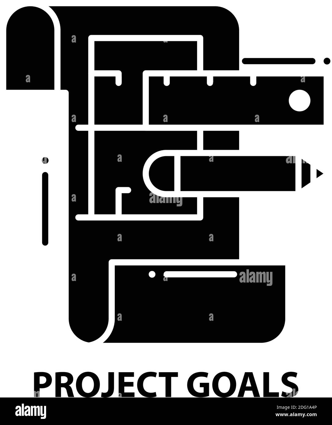 project goals icon, black vector sign with editable strokes, concept ...