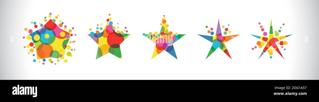 Set of colorful stars. Star shape collection. Creative graphic, white ...