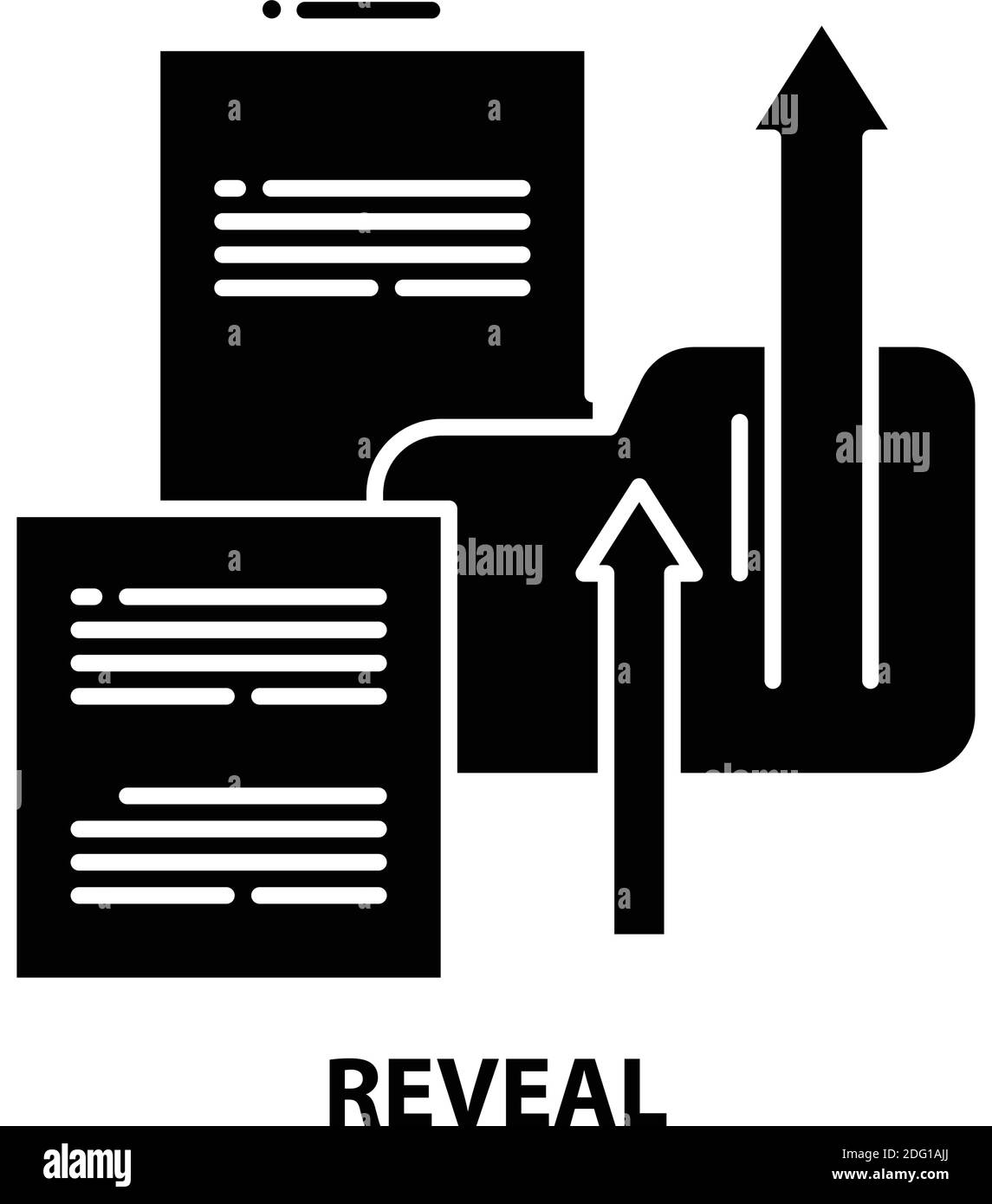 reveal icon, black vector sign with editable strokes, concept ...