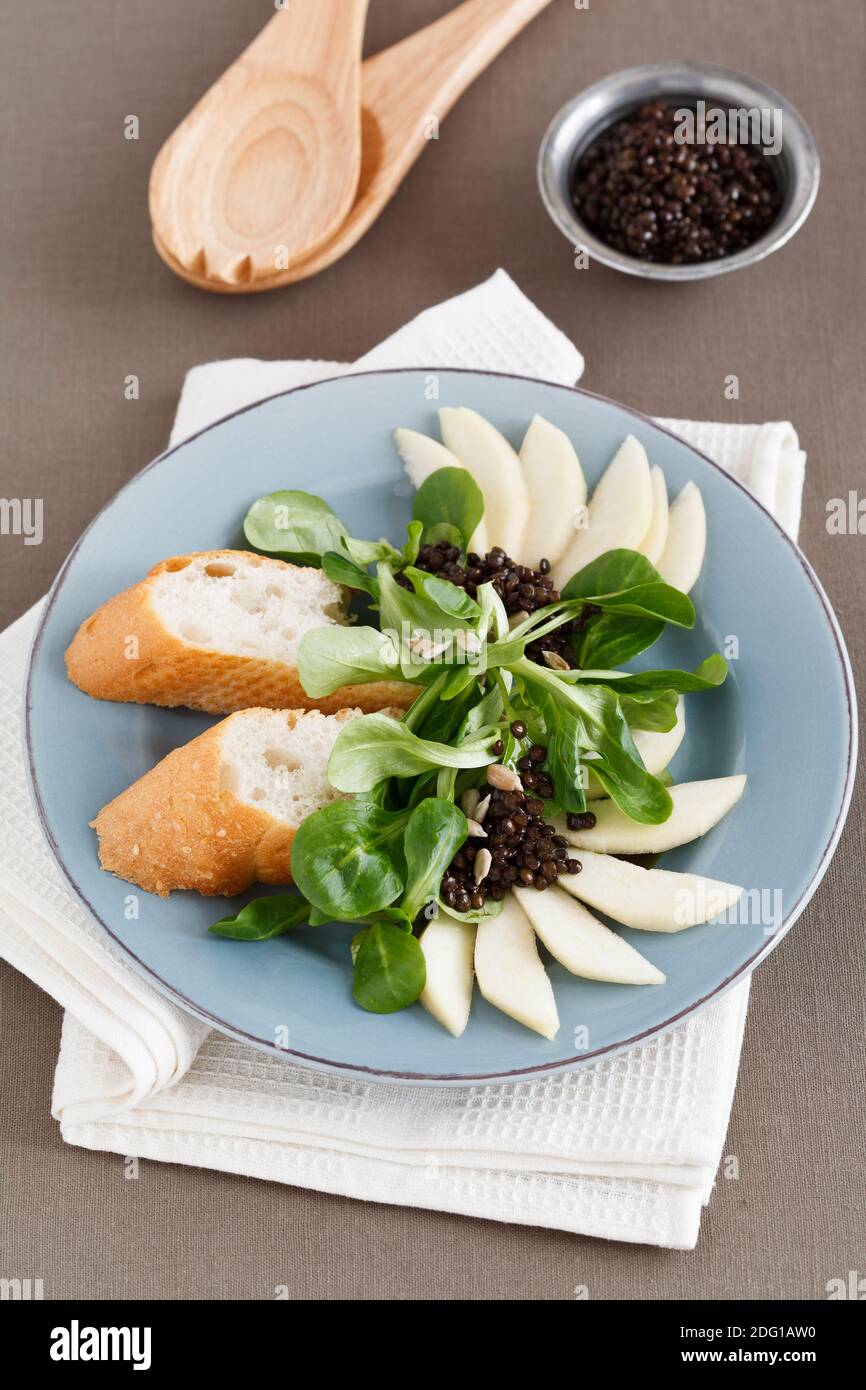 Field Salad with Pears Stock Photo - Alamy