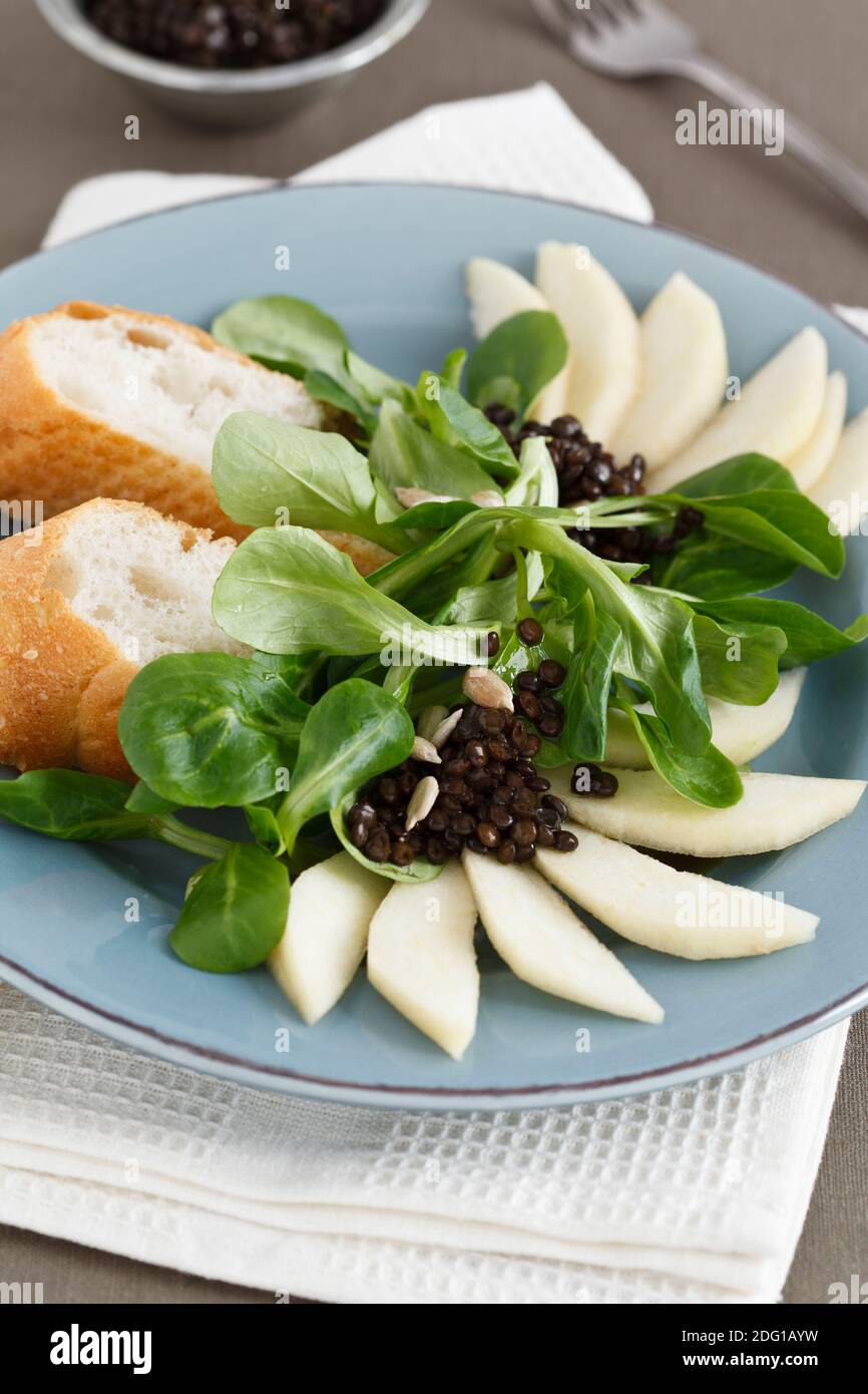 Field Salad with Pears Stock Photo - Alamy