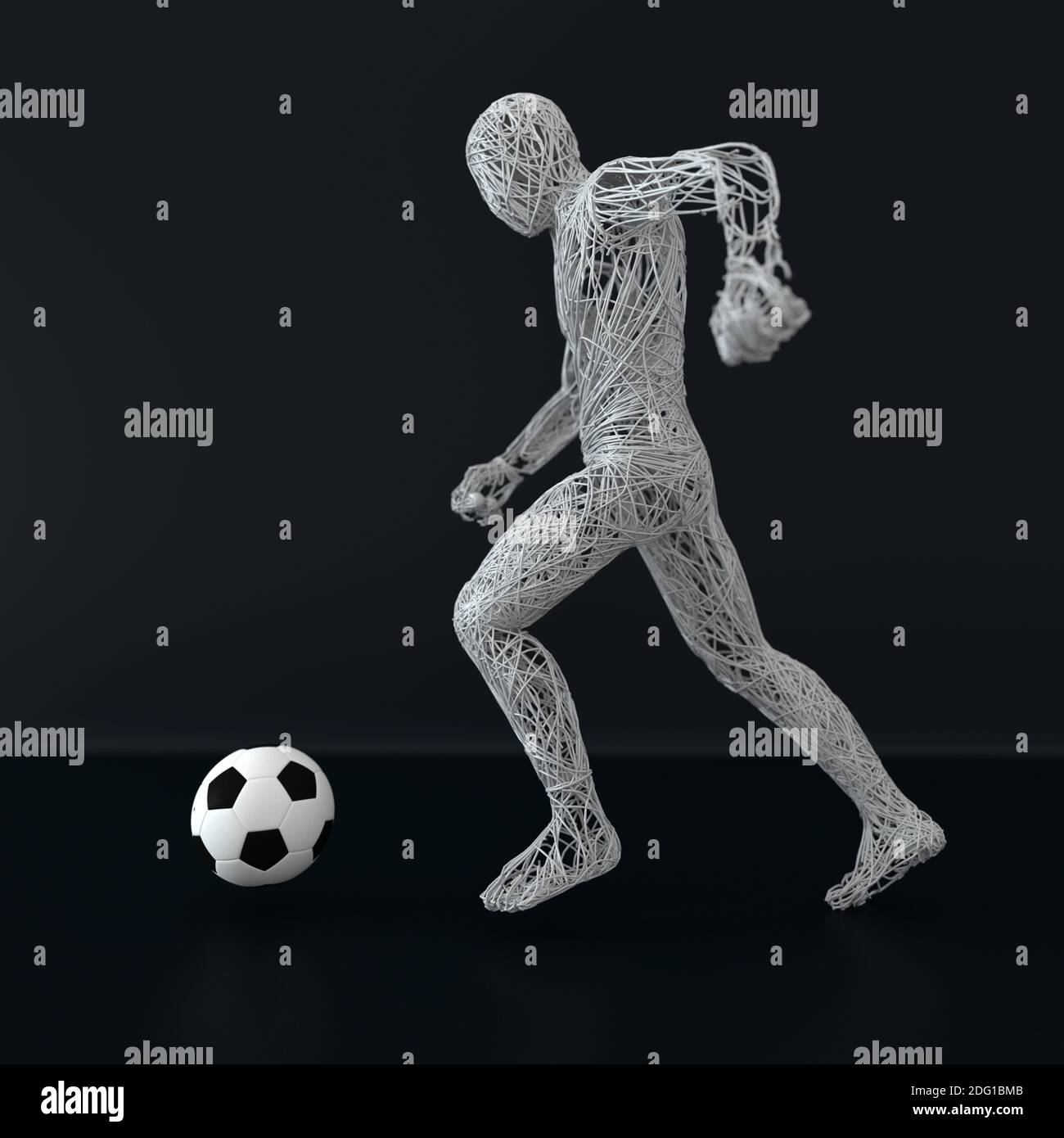 3d render. Soccer player made with lines effect Stock Photo - Alamy