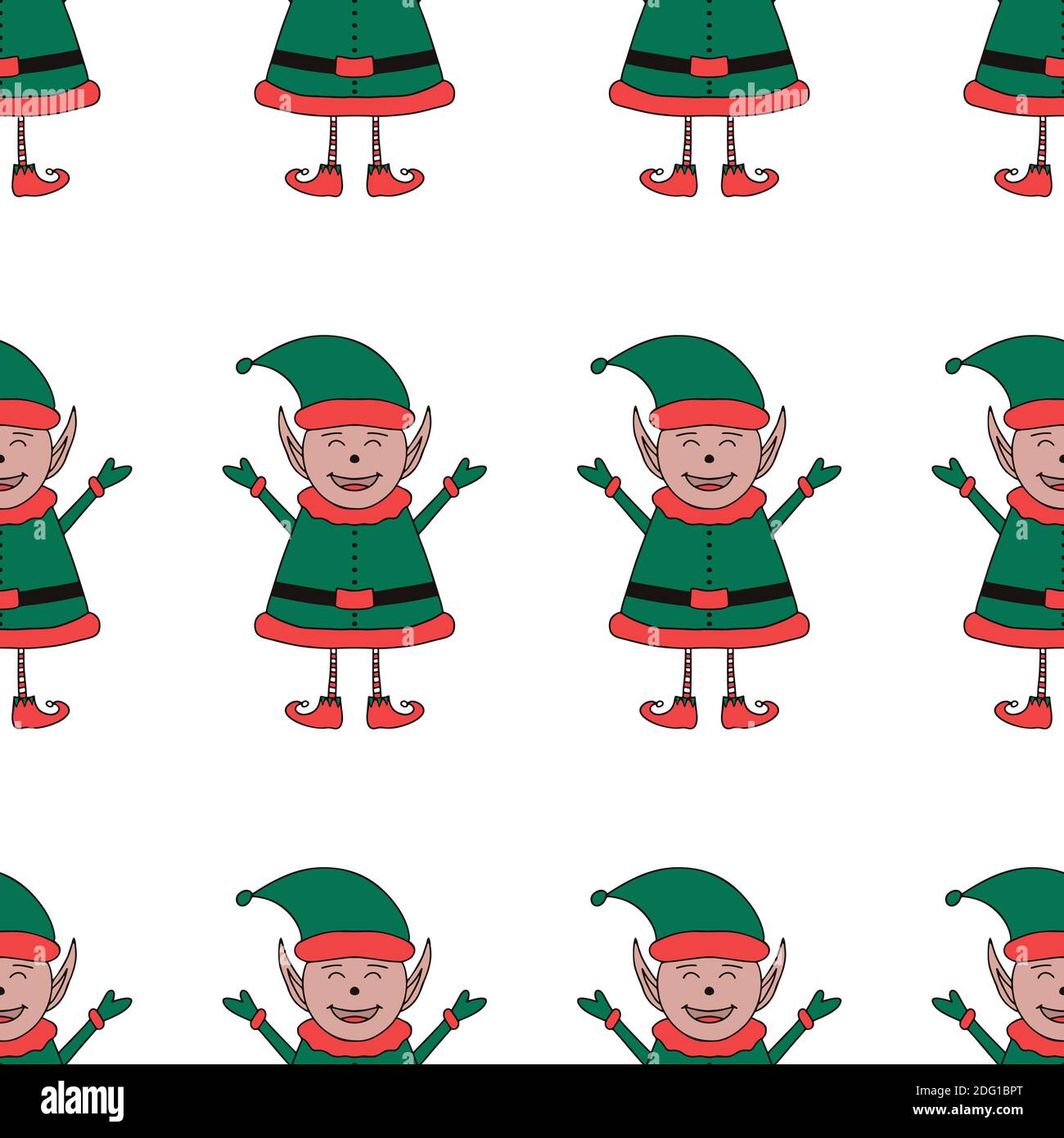 Christmas seamless pattern made from Elf character on a white ...