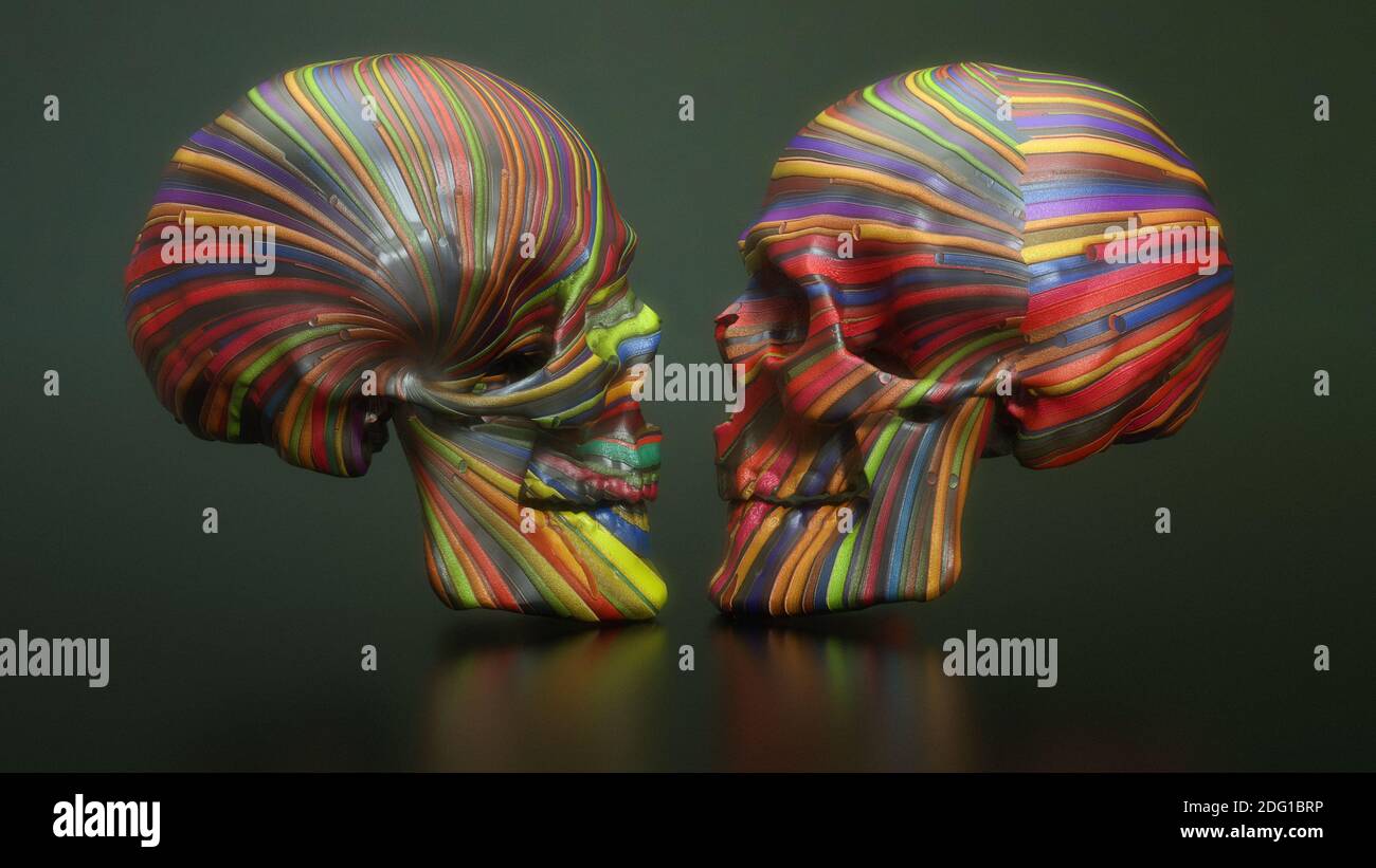 3d render Colored skull illustration Stock Photo - Alamy