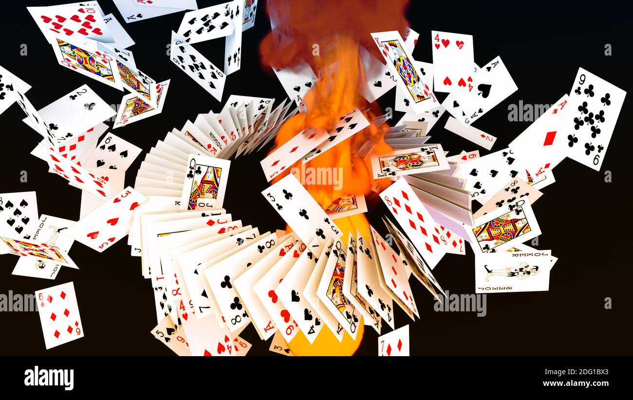 3d render. Poker card falling Stock Photo - Alamy