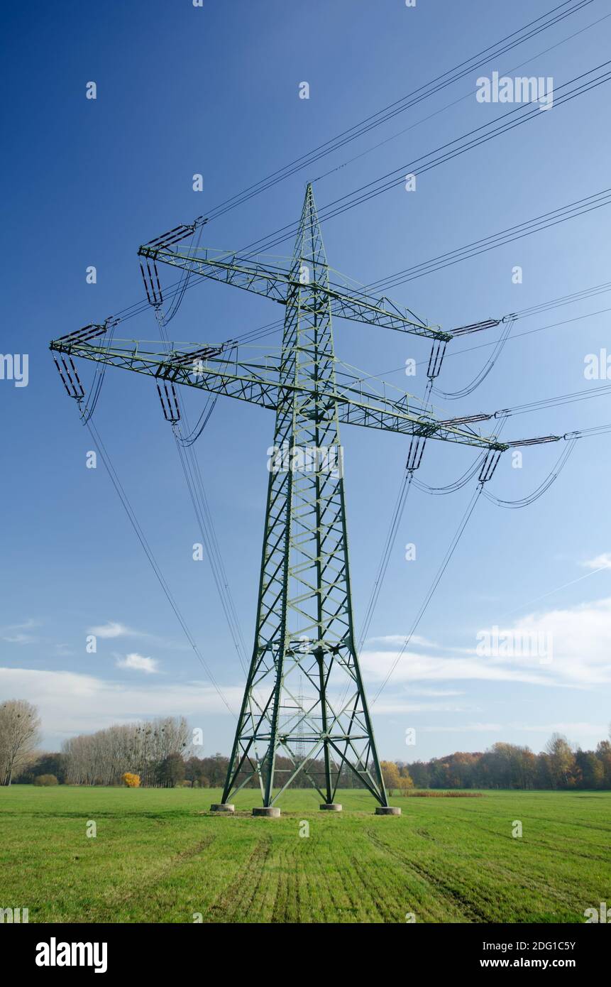 Power pole with cables Stock Photo - Alamy