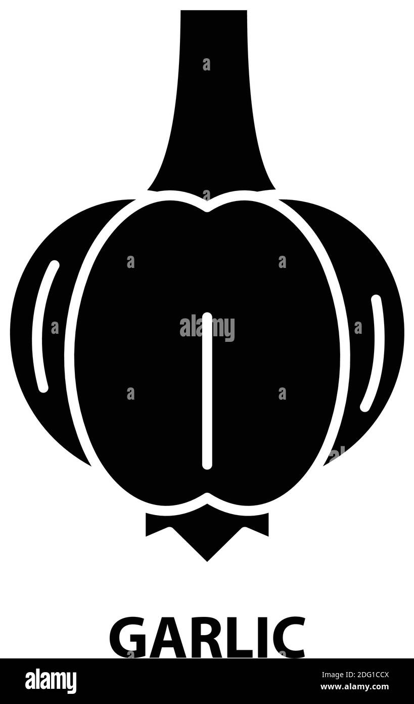 garlic symbol icon, black vector sign with editable strokes, concept ...
