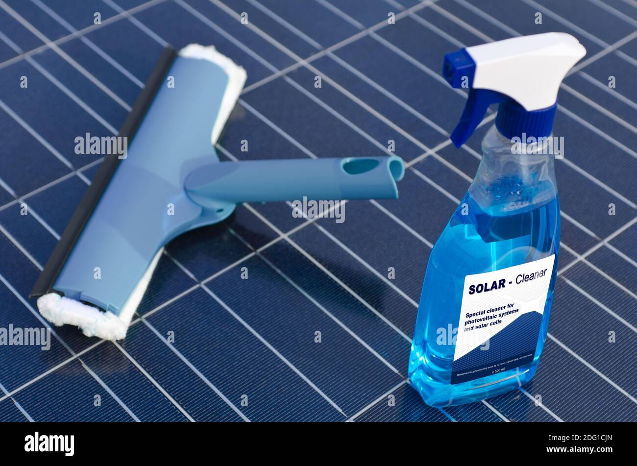 Solar cells and cleaning agents - english Stock Photo - Alamy