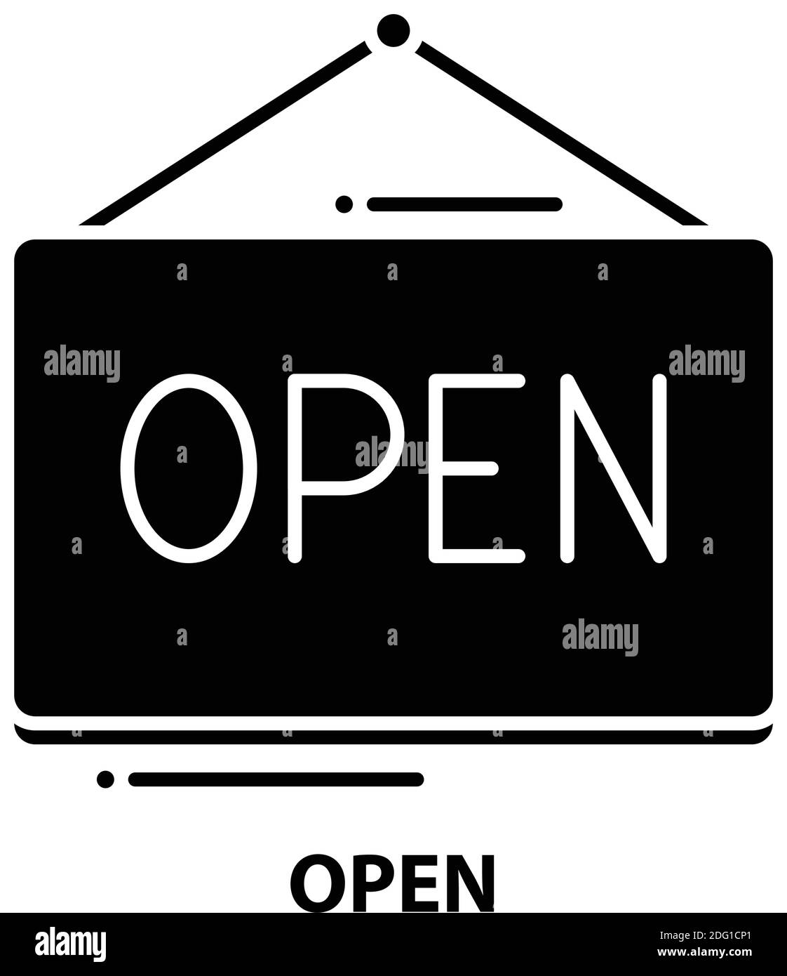 open icon, black vector sign with editable strokes, concept symbol ...