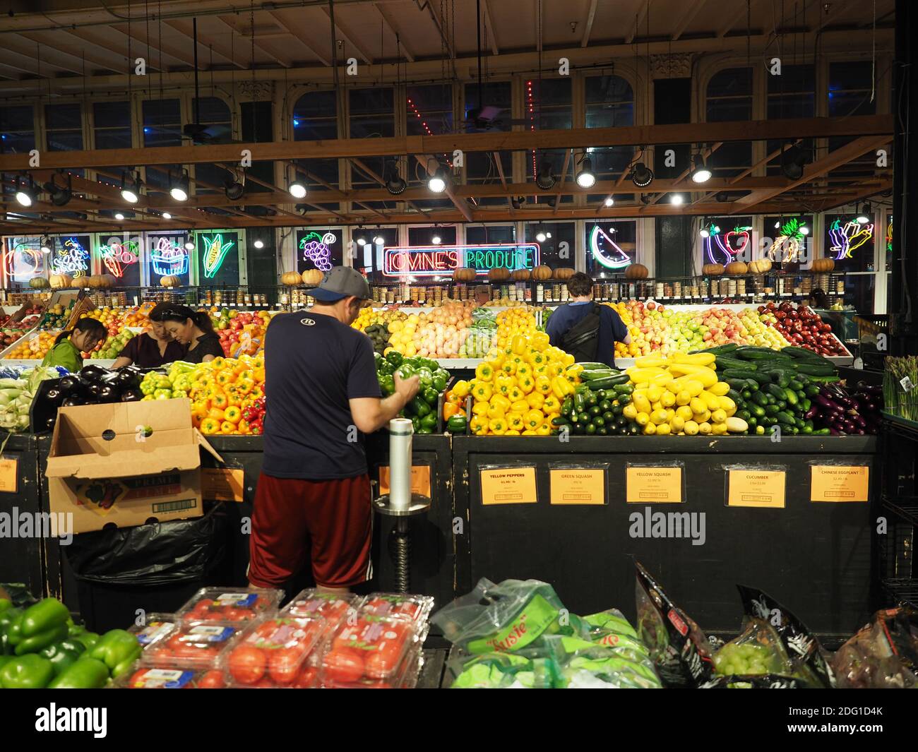 Vegetable department in the Reading Terminal Market in Philadelphia ...