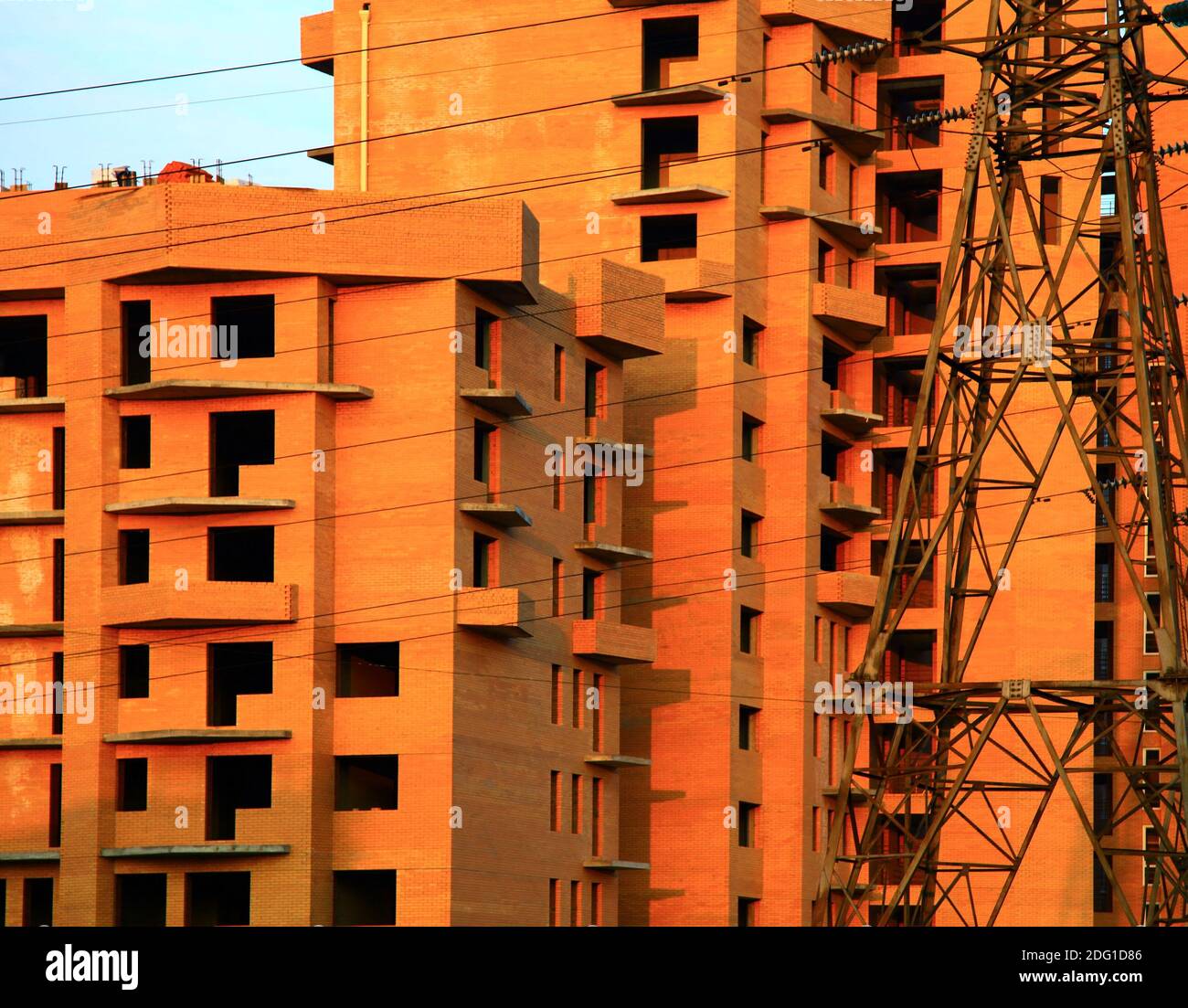 House under construction. Sunrise. Side view. Nobody Stock Photo - Alamy