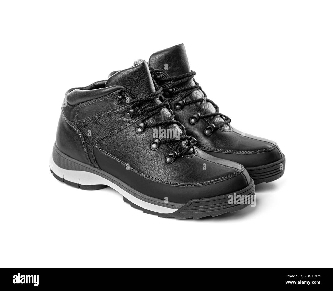 Black boots isolated on white background Stock Photo - Alamy