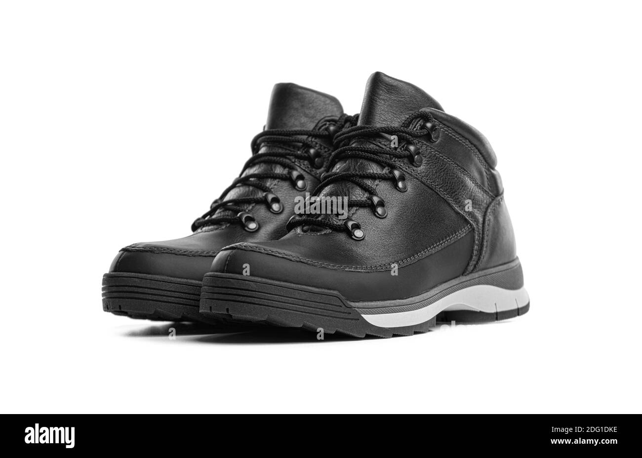 Black boots isolated on white background Stock Photo - Alamy