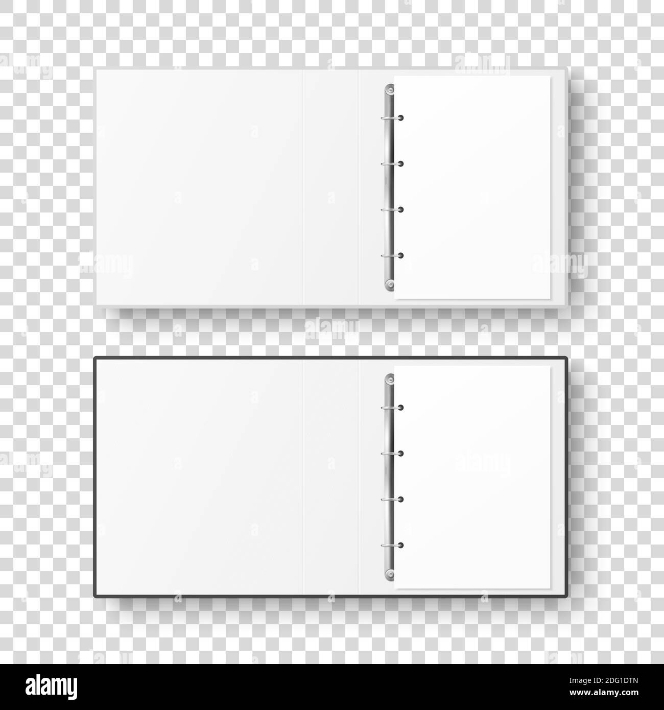 Vector 3d Opened Realistic White and Black Office Binder Set with Metal ...