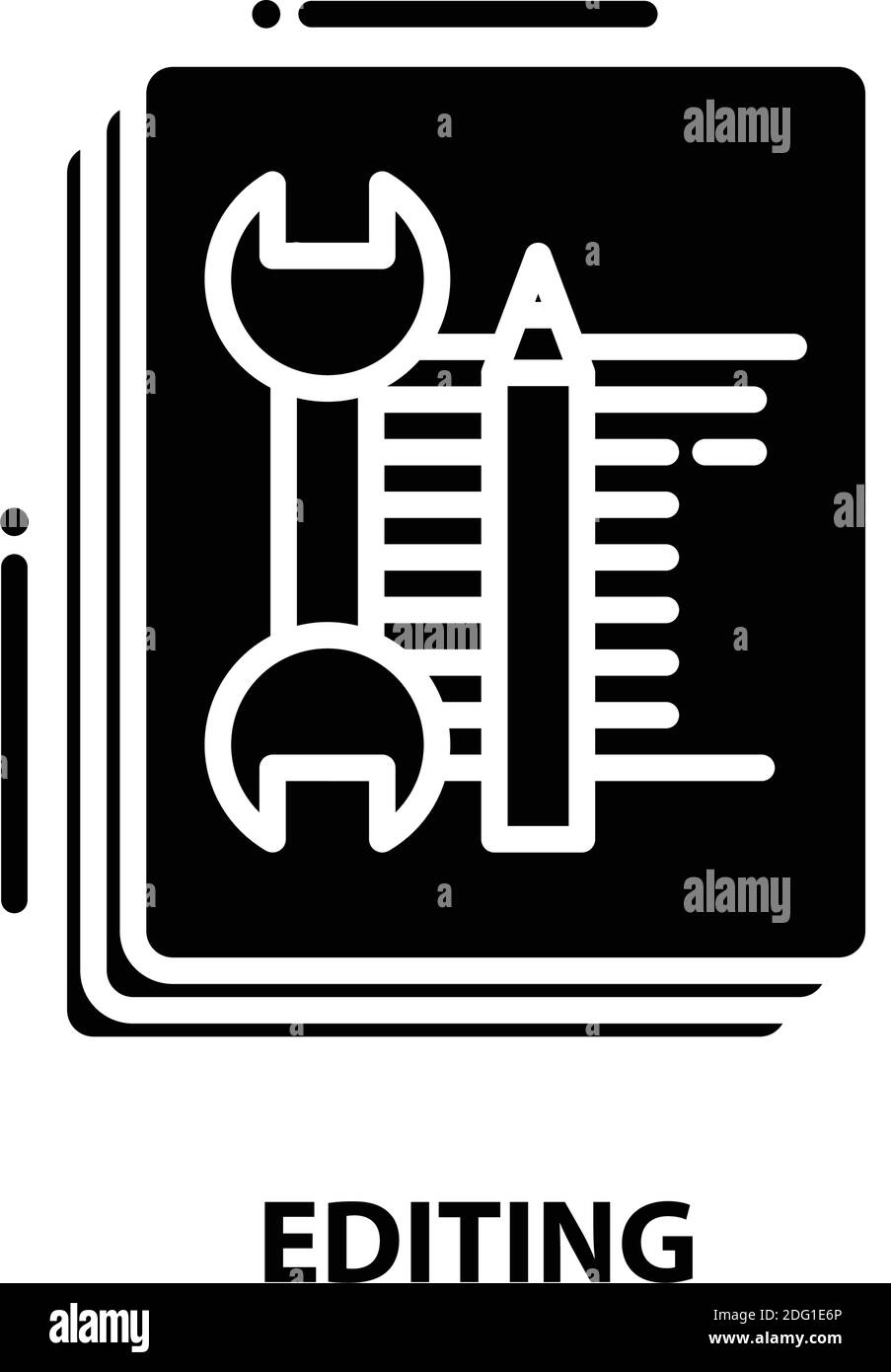 editing icon, black vector sign with editable strokes, concept ...