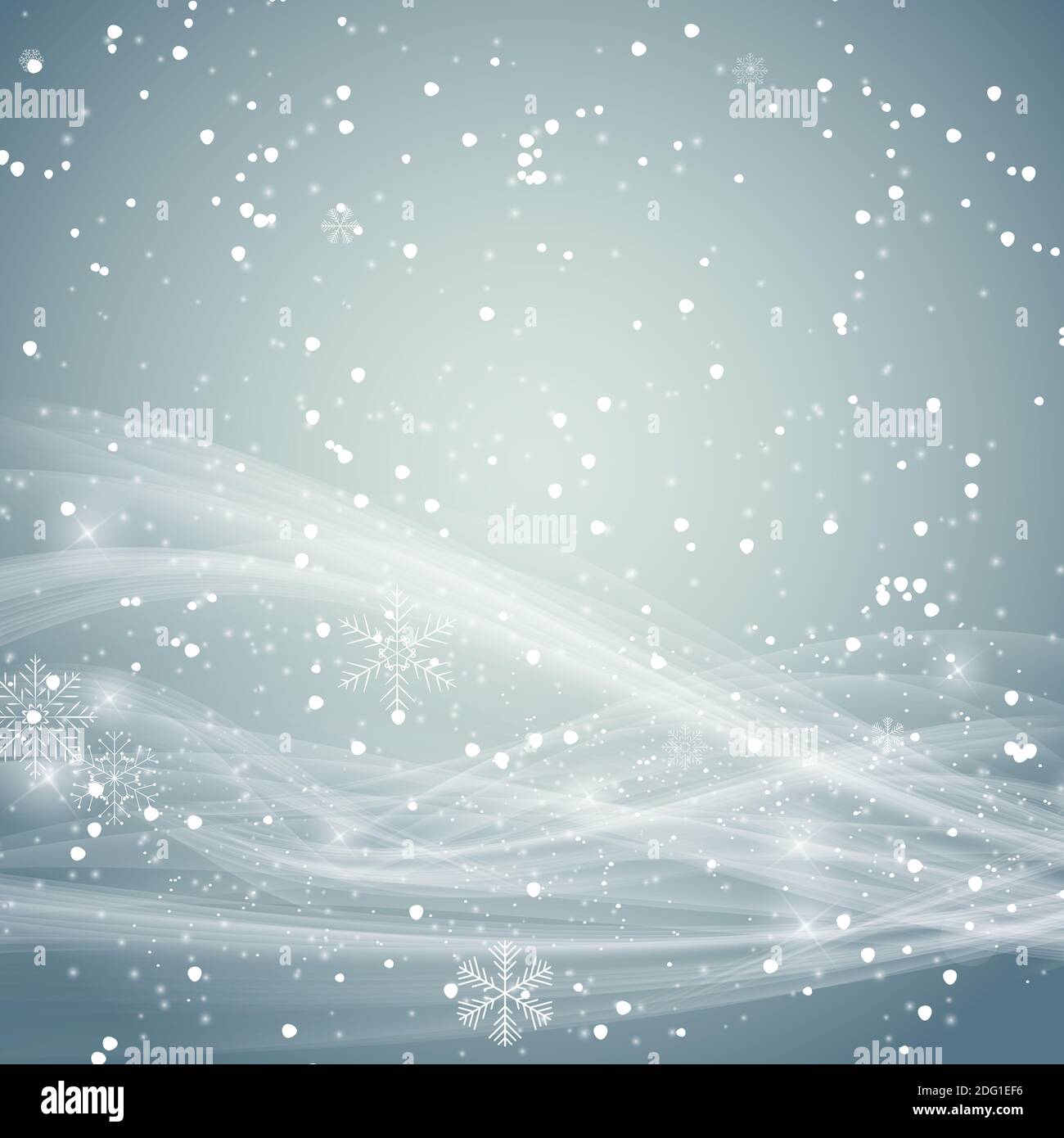 Winter decorative background template with snow, snowflakes and wind ...