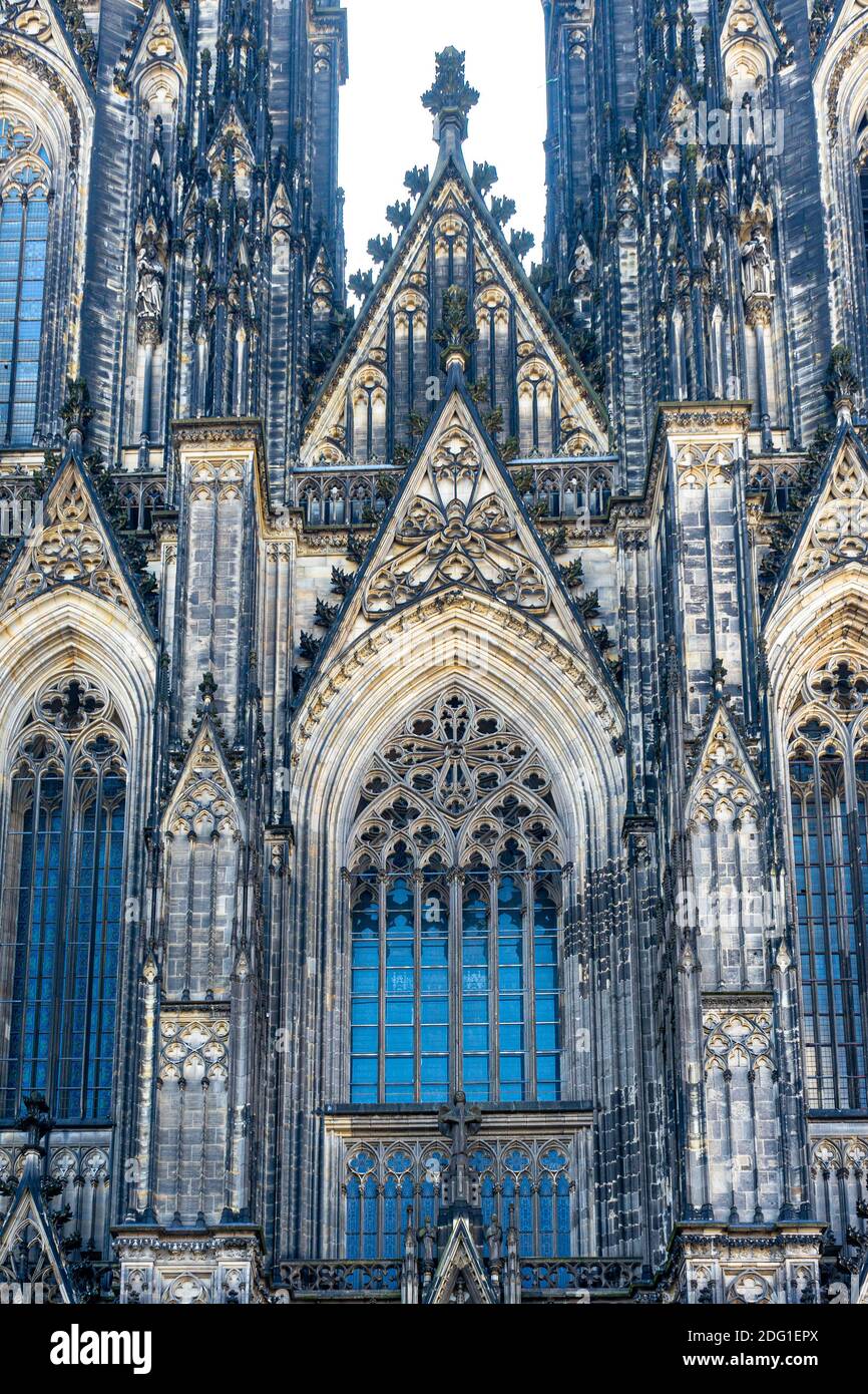 A vertical shot of a historic Cologne Cathedral exterior wall ...