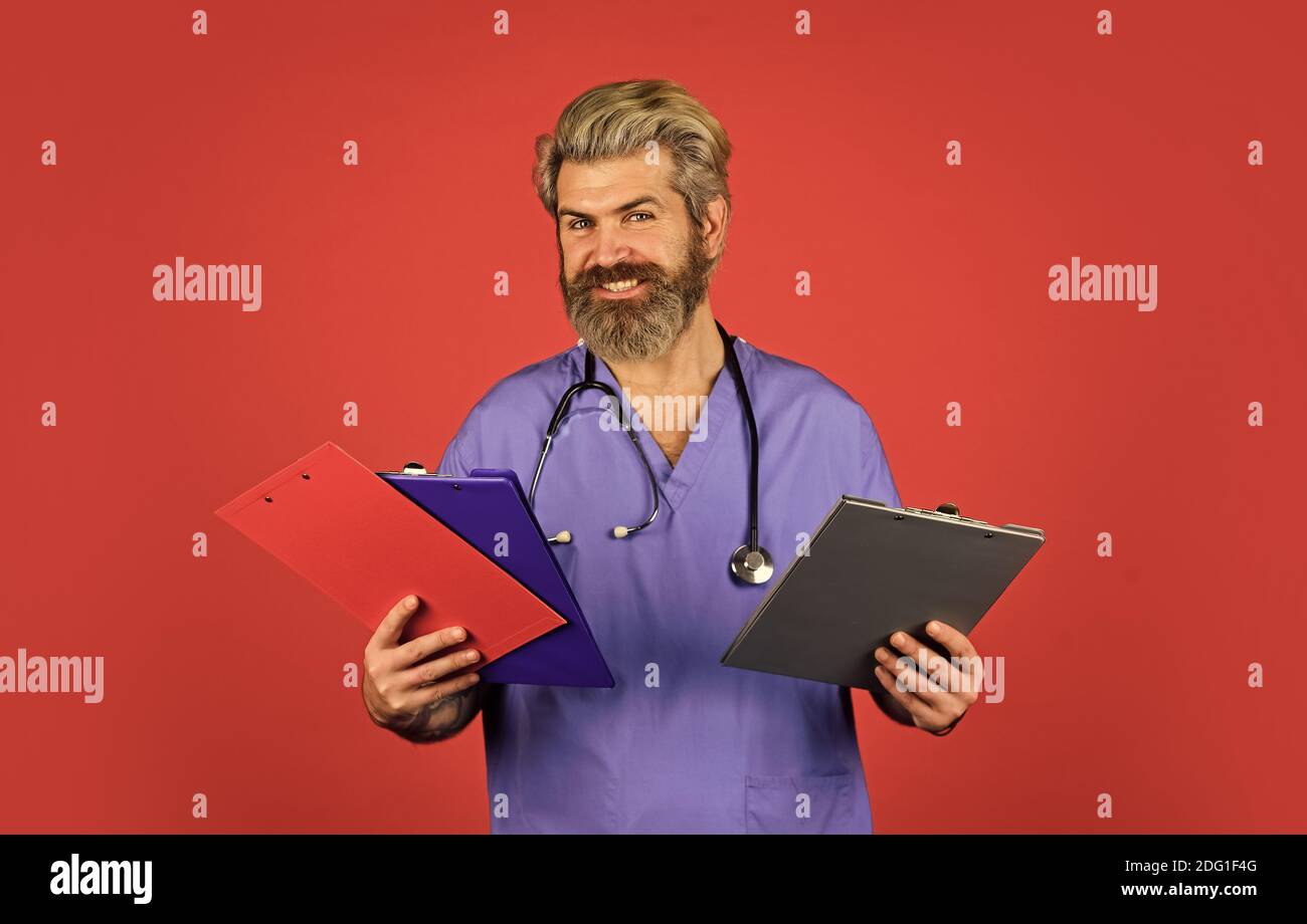Medical nurse folder with documents. going to have look at patient ...