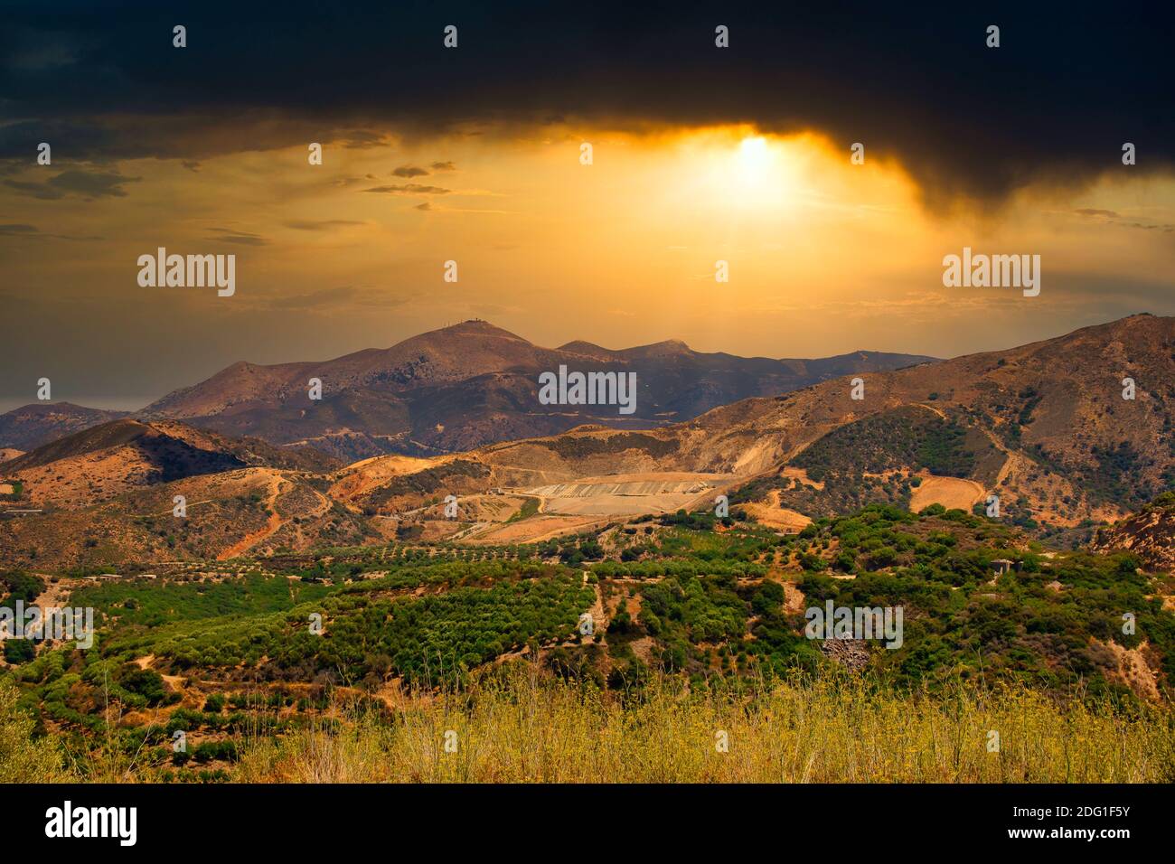 Landscape on the Greek island of Crete during a dramatic sunset Stock ...