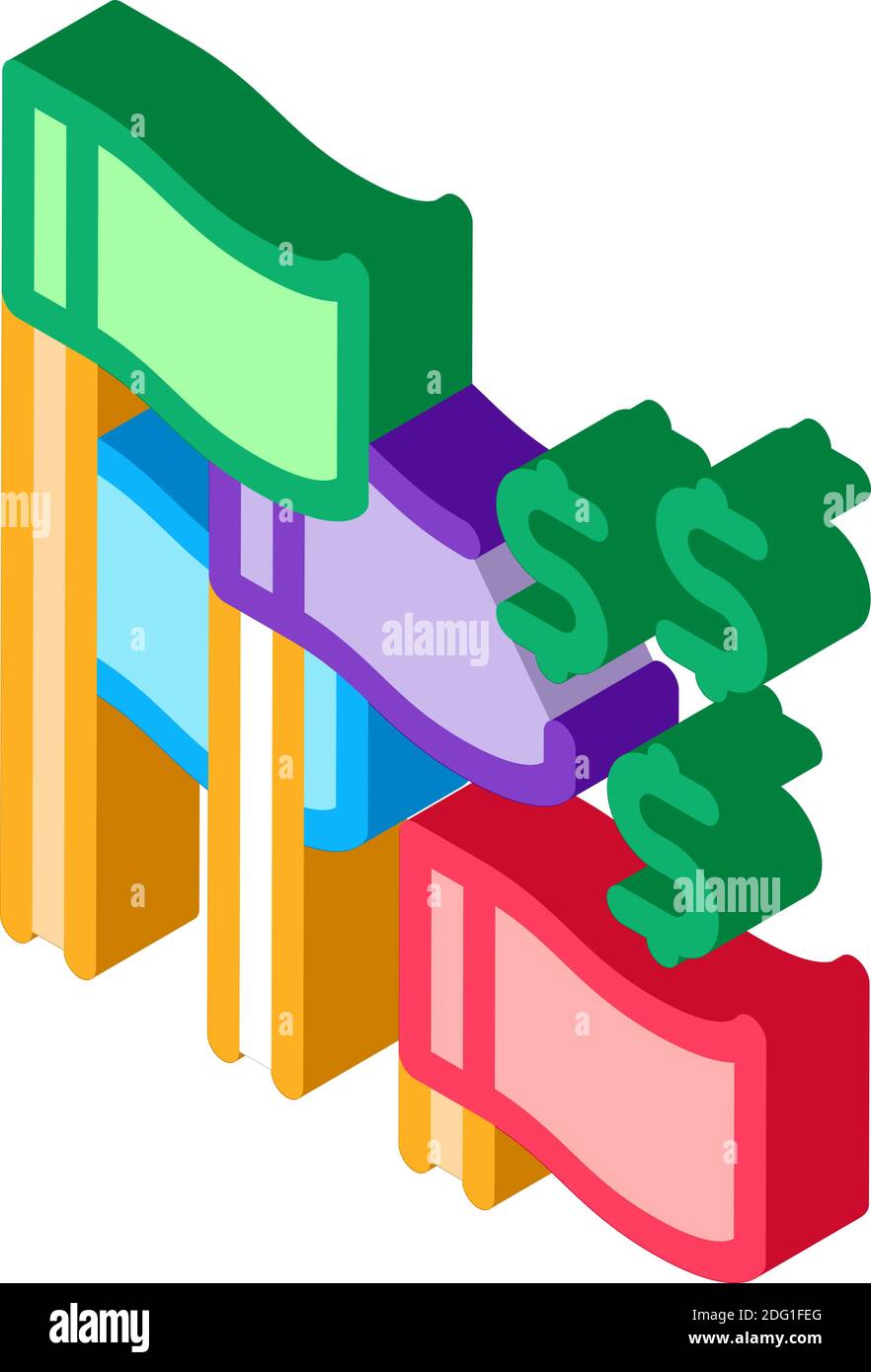 countries flags financial partnership isometric icon vector ...