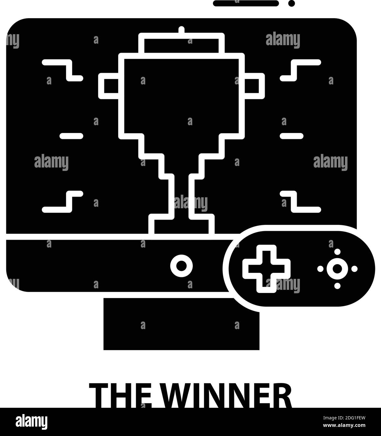 the winner icon, black vector sign with editable strokes, concept ...